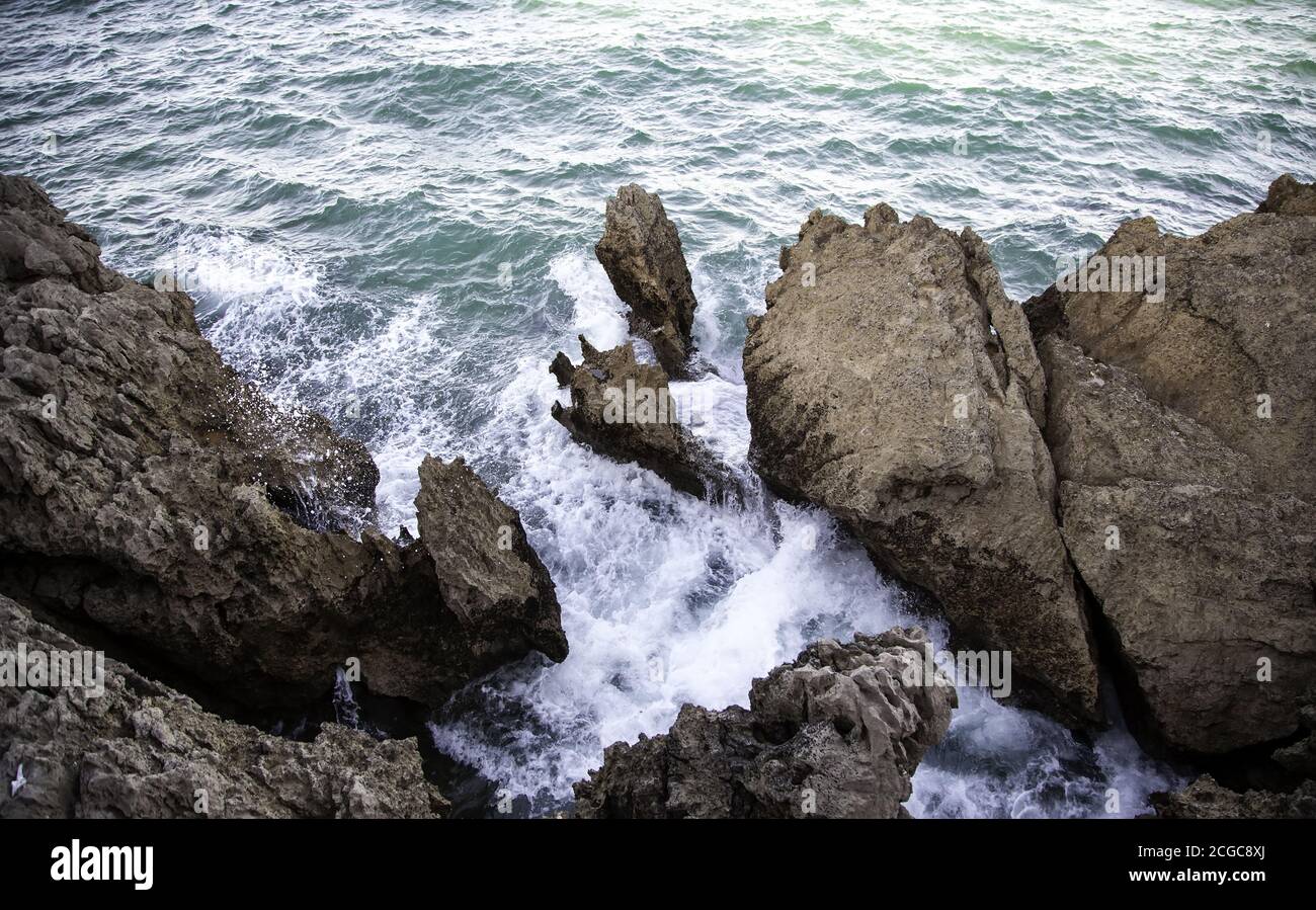 Breakwater in sea rocks, natural landscape, vacation and tourism Stock ...
