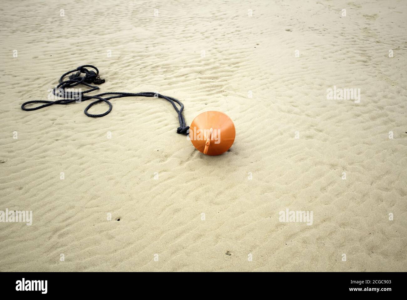 Buoy on sand beach, tourist landscape, sea and nature Stock Photo - Alamy