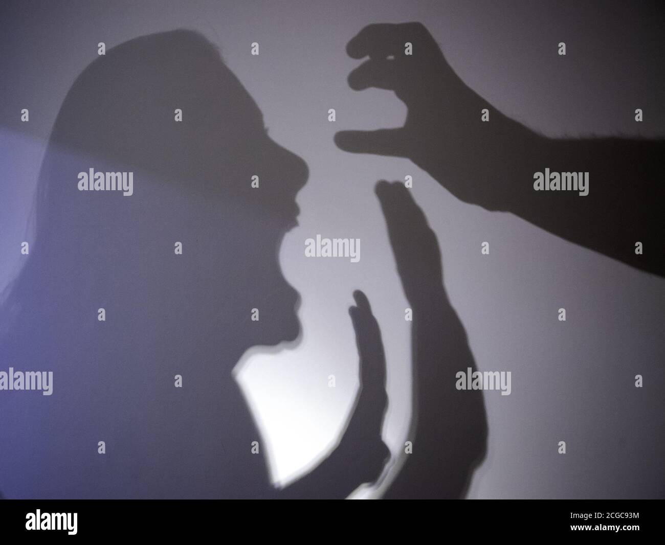 Shadows battered woman, gender violence and crime, symbol Stock Photo ...