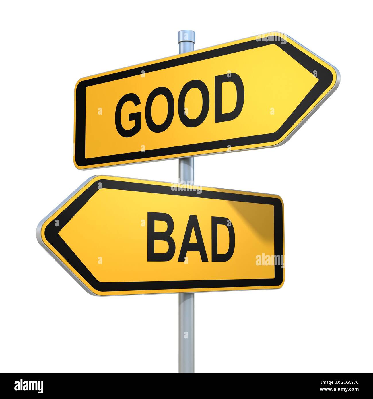 two road signs - good or bad choice Stock Photo - Alamy