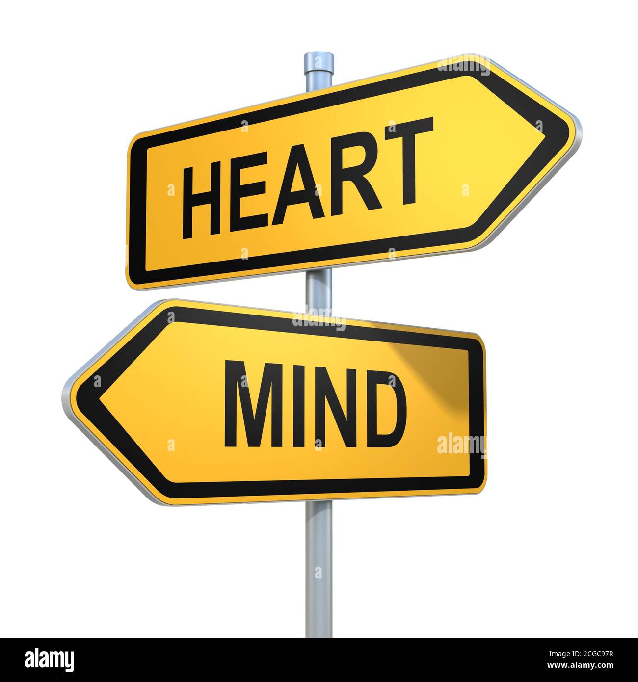 two road signs - heart or mind choice Stock Photo - Alamy