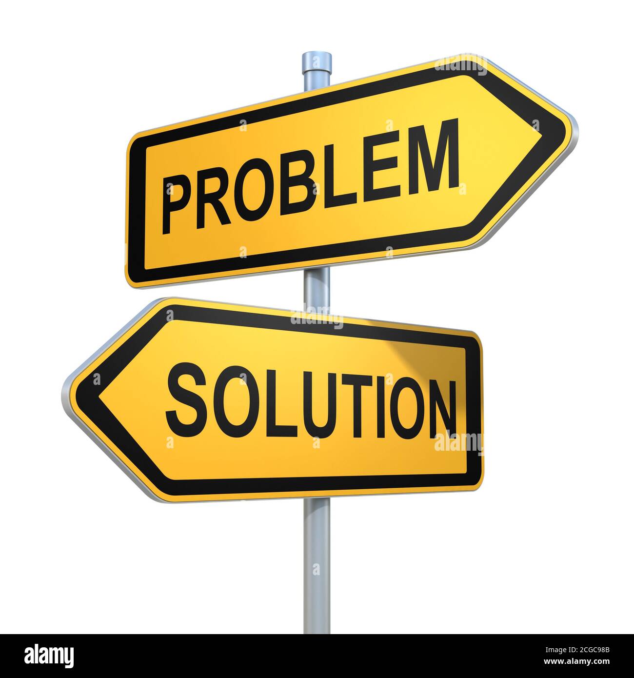 two road signs - problem and solution choice Stock Photo - Alamy