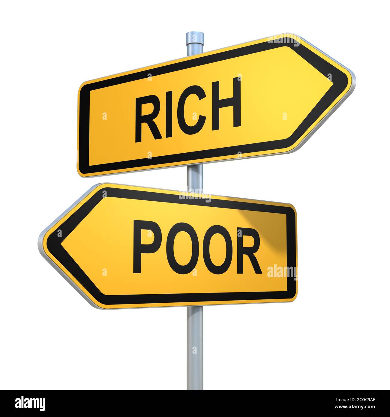 two road signs - rich or poor choice Stock Photo - Alamy