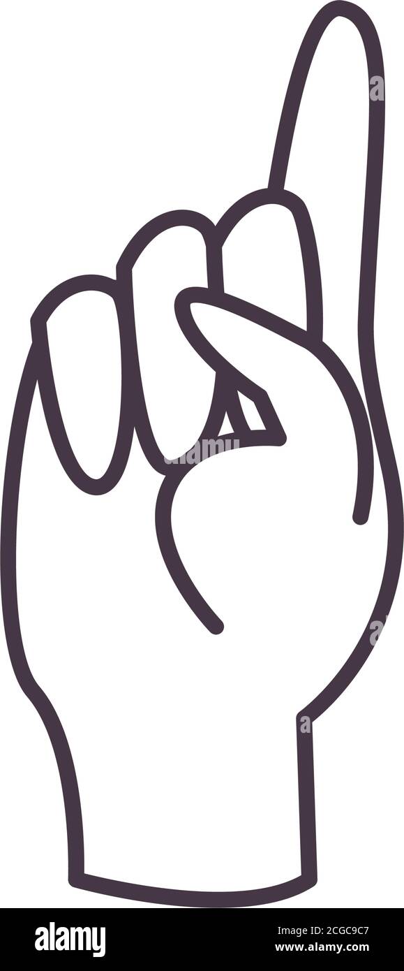 d hand sign language line style icon design of People help finger ...