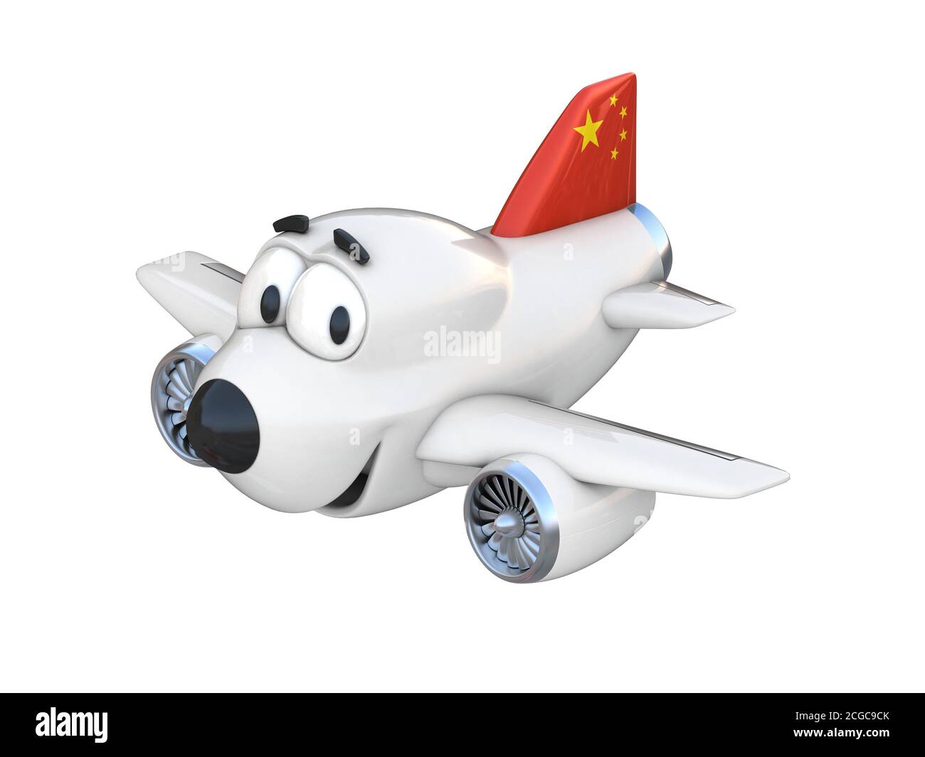 Cartoon airplane with a smiling face - Chinese flag Stock Photo - Alamy
