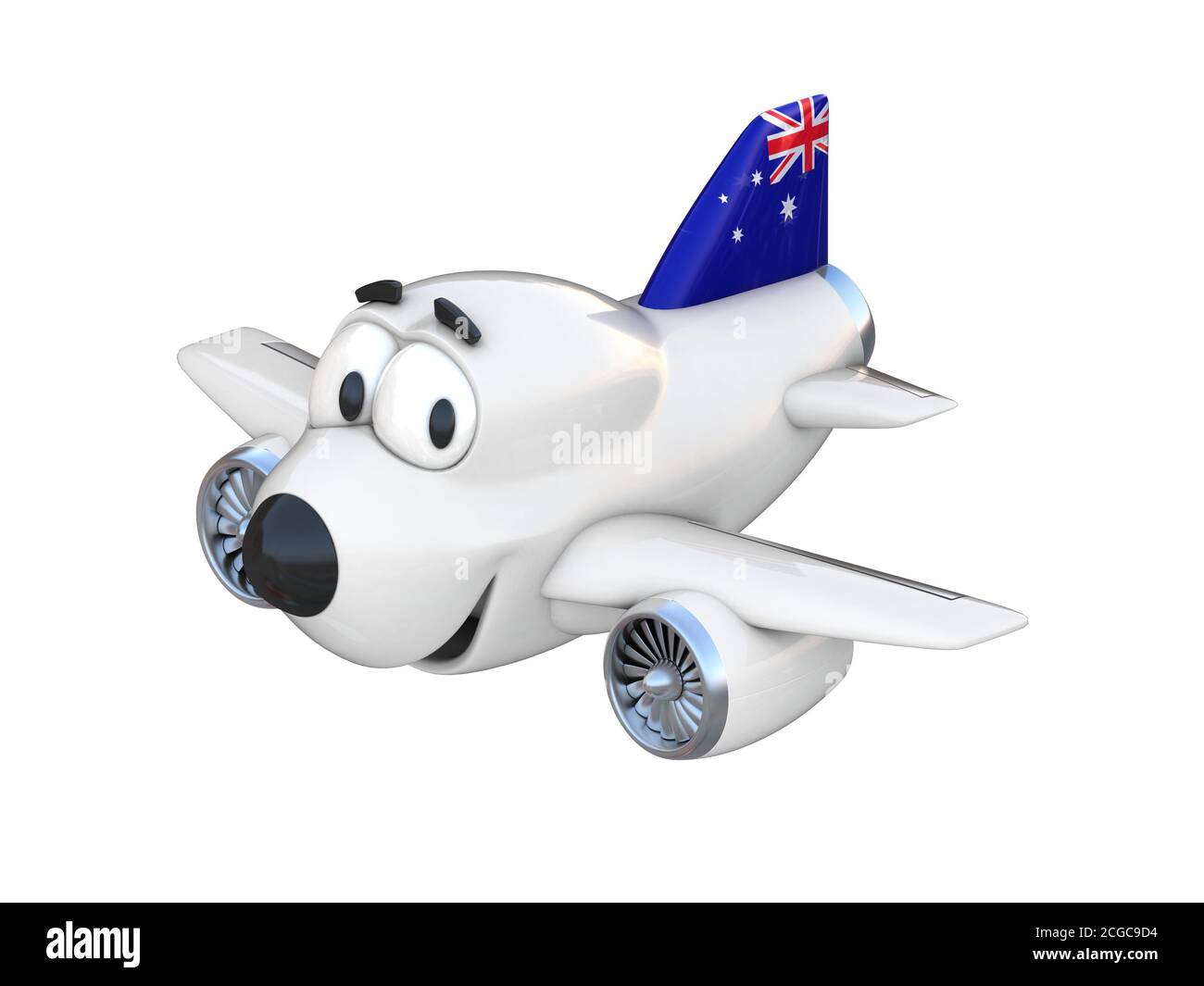 Cartoon airplane with a smiling face - Australian flag Stock Photo - Alamy