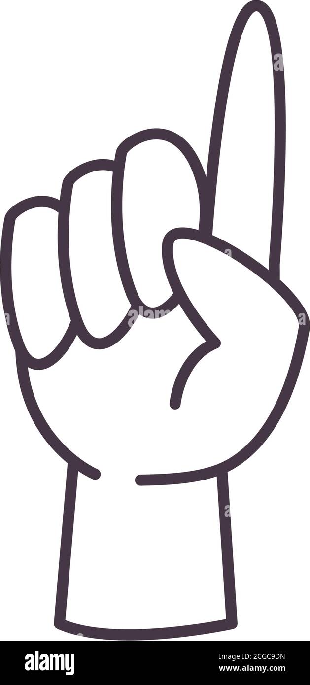 one hand sign language line style icon design of People help finger ...