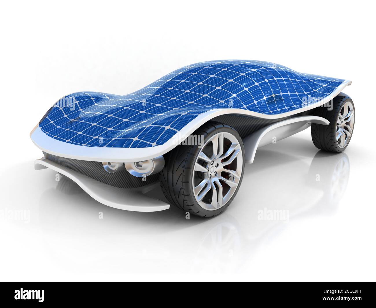 solar car on white background 3d concept Stock Photo - Alamy