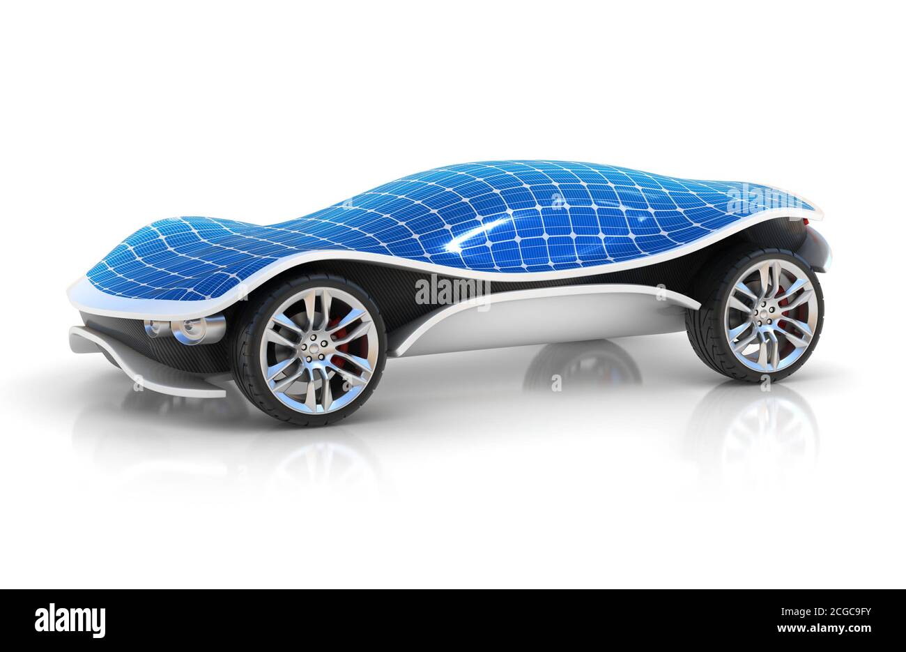 solar car on white background 3d concept Stock Photo - Alamy