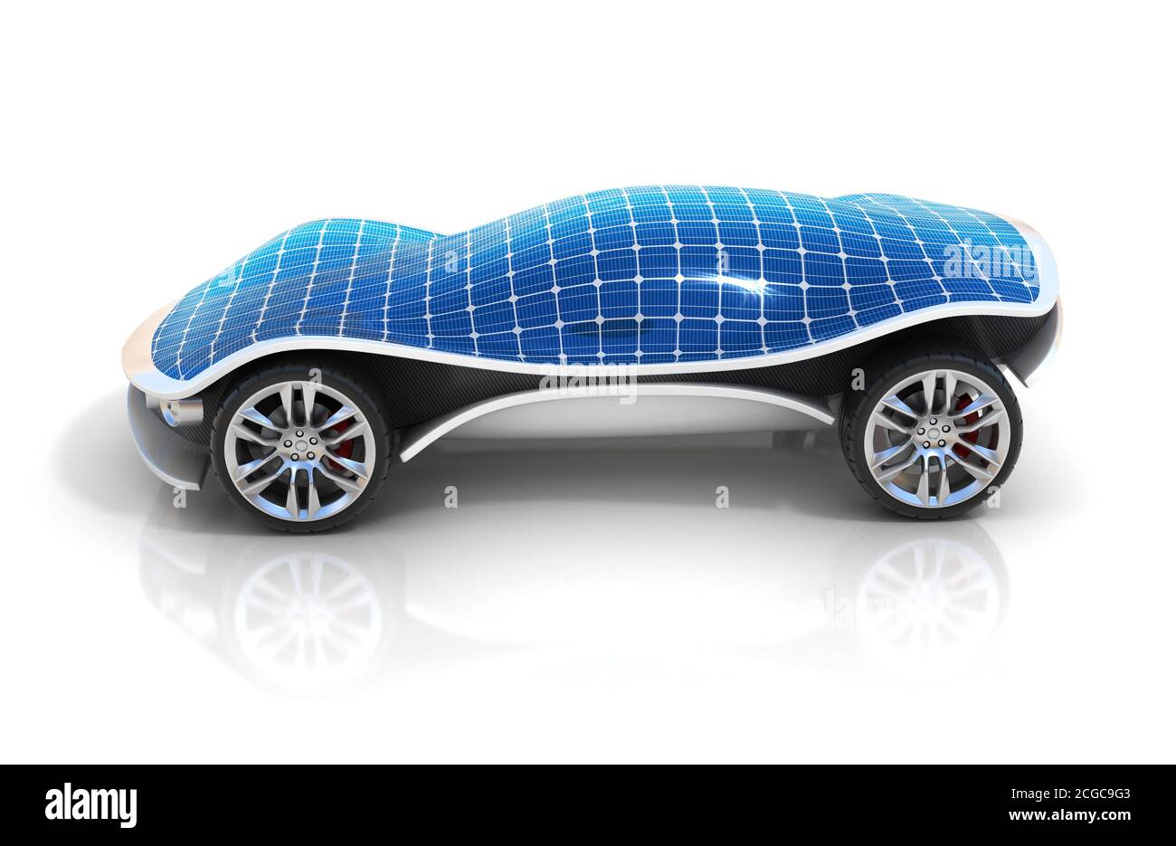 solar car on white background 3d concept Stock Photo - Alamy