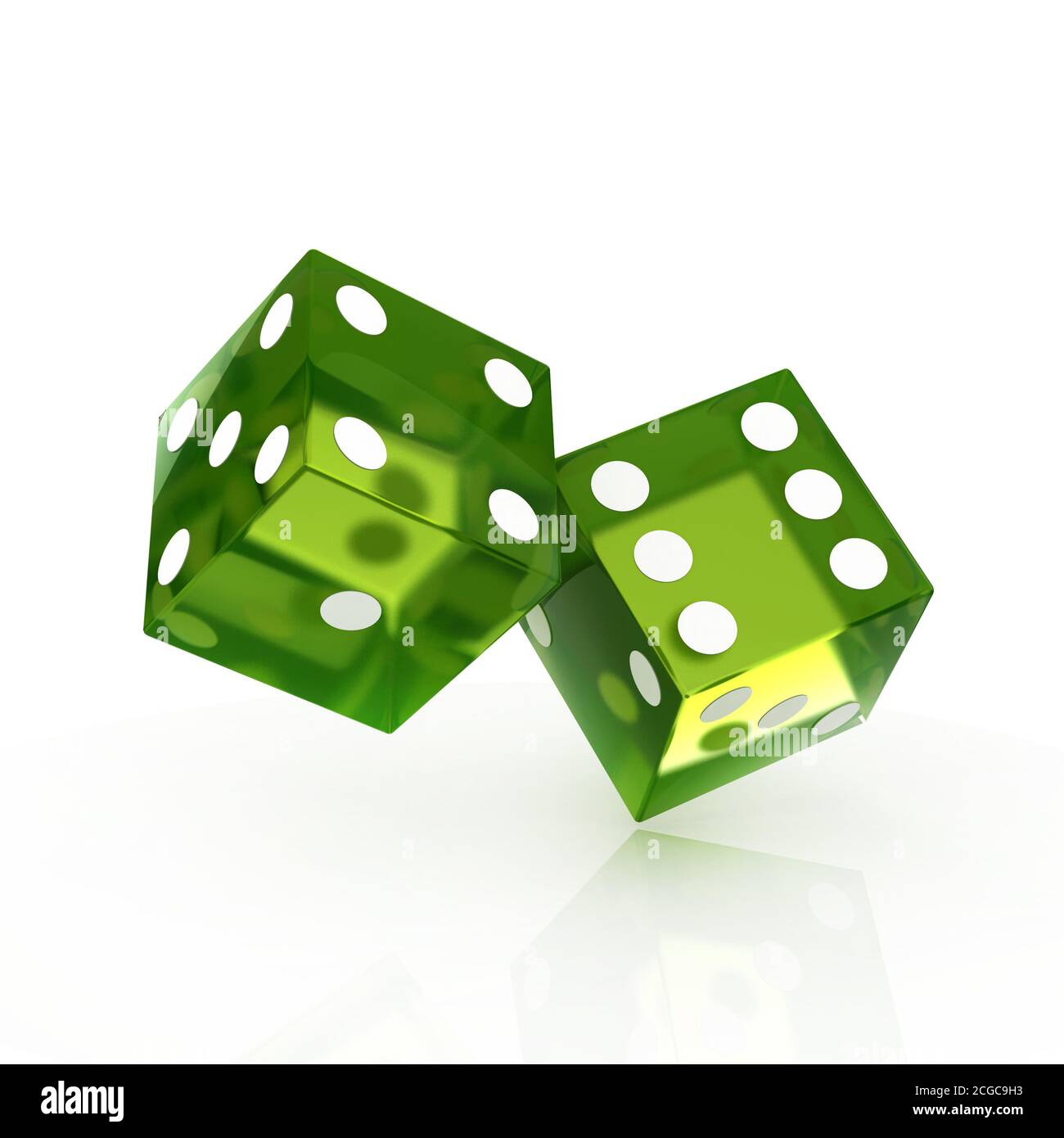 two green dice isolated on white background Stock Photo - Alamy