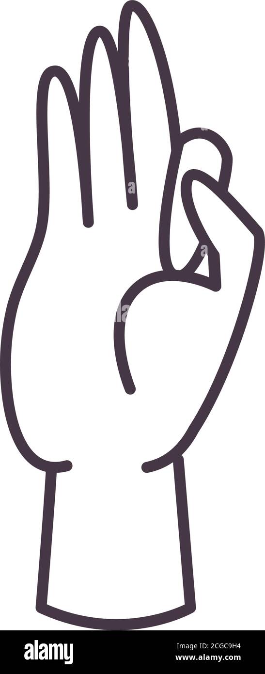 f hand sign language line style icon design of People help finger ...