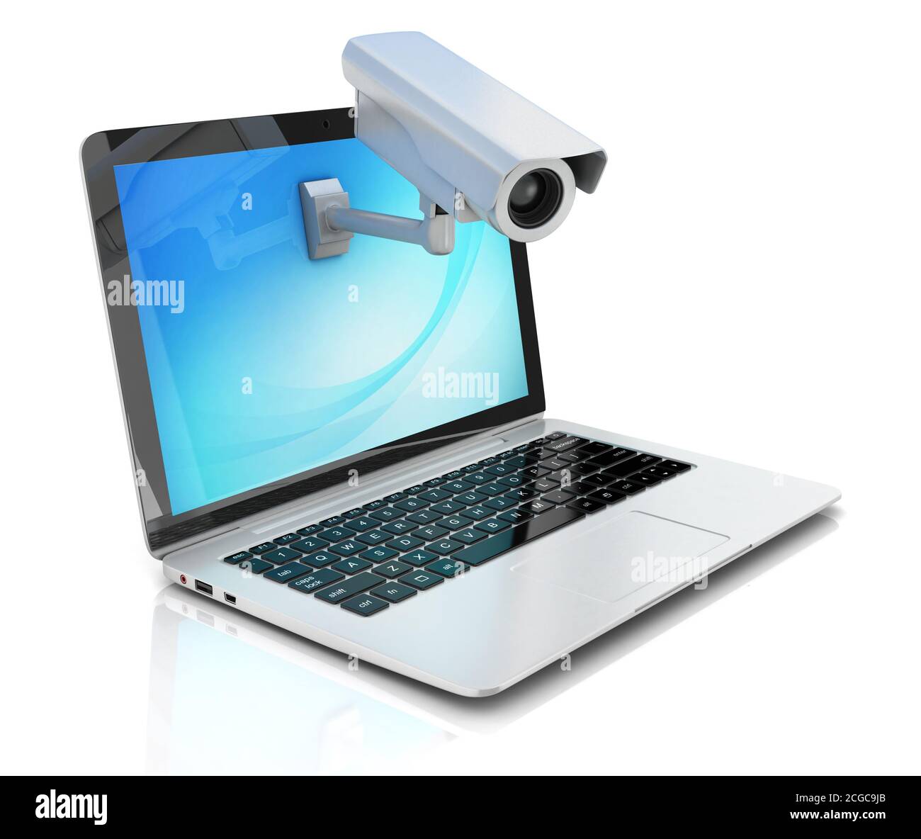 Internet privacy concept - laptop and surveillance camera Stock Photo ...
