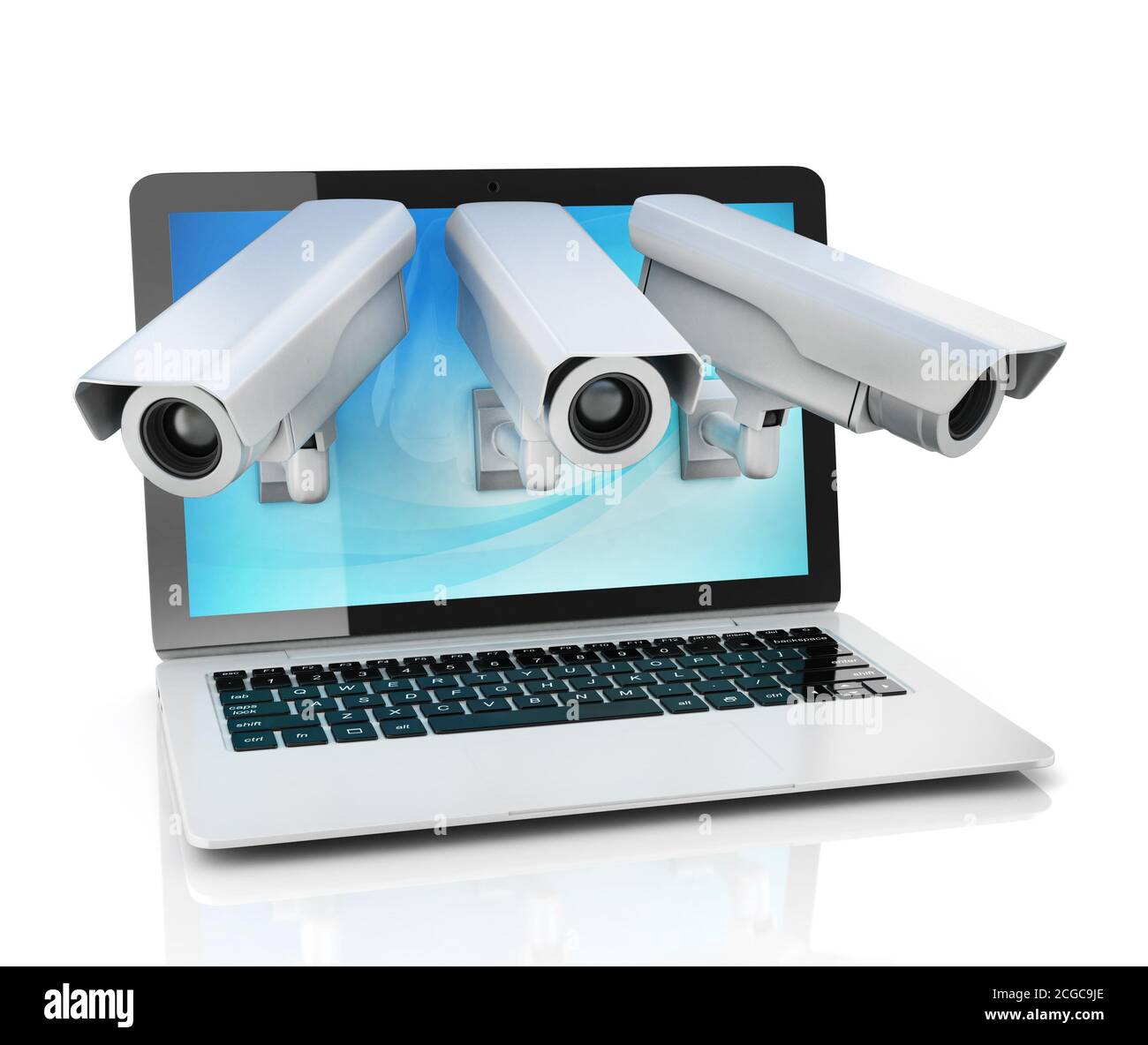 Internet privacy concept - laptop and surveillance camera Stock Photo ...