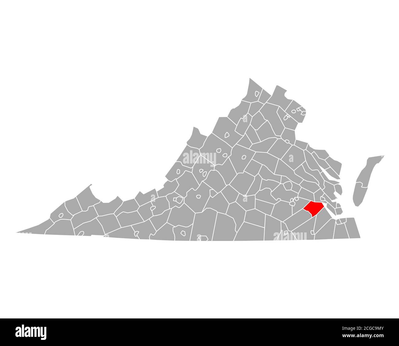 Map of Surry in Virginia Stock Photo - Alamy