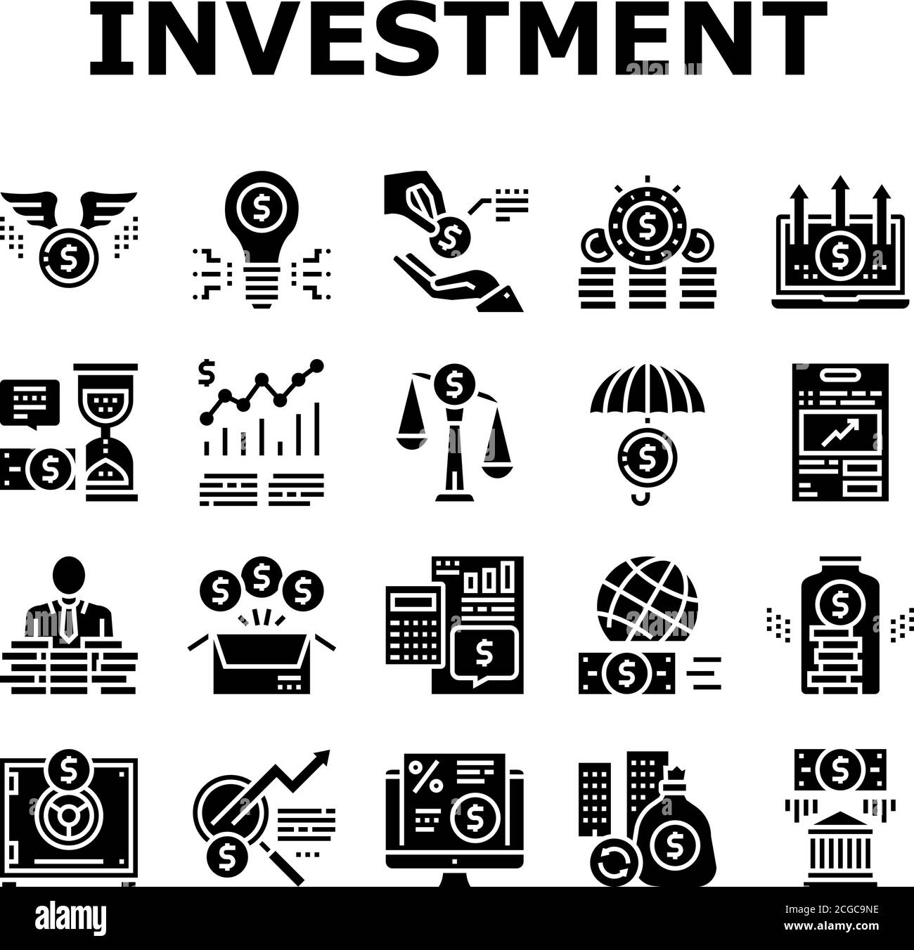 Investment Portfolio Collection Icons Set Vector Illustration Stock ...