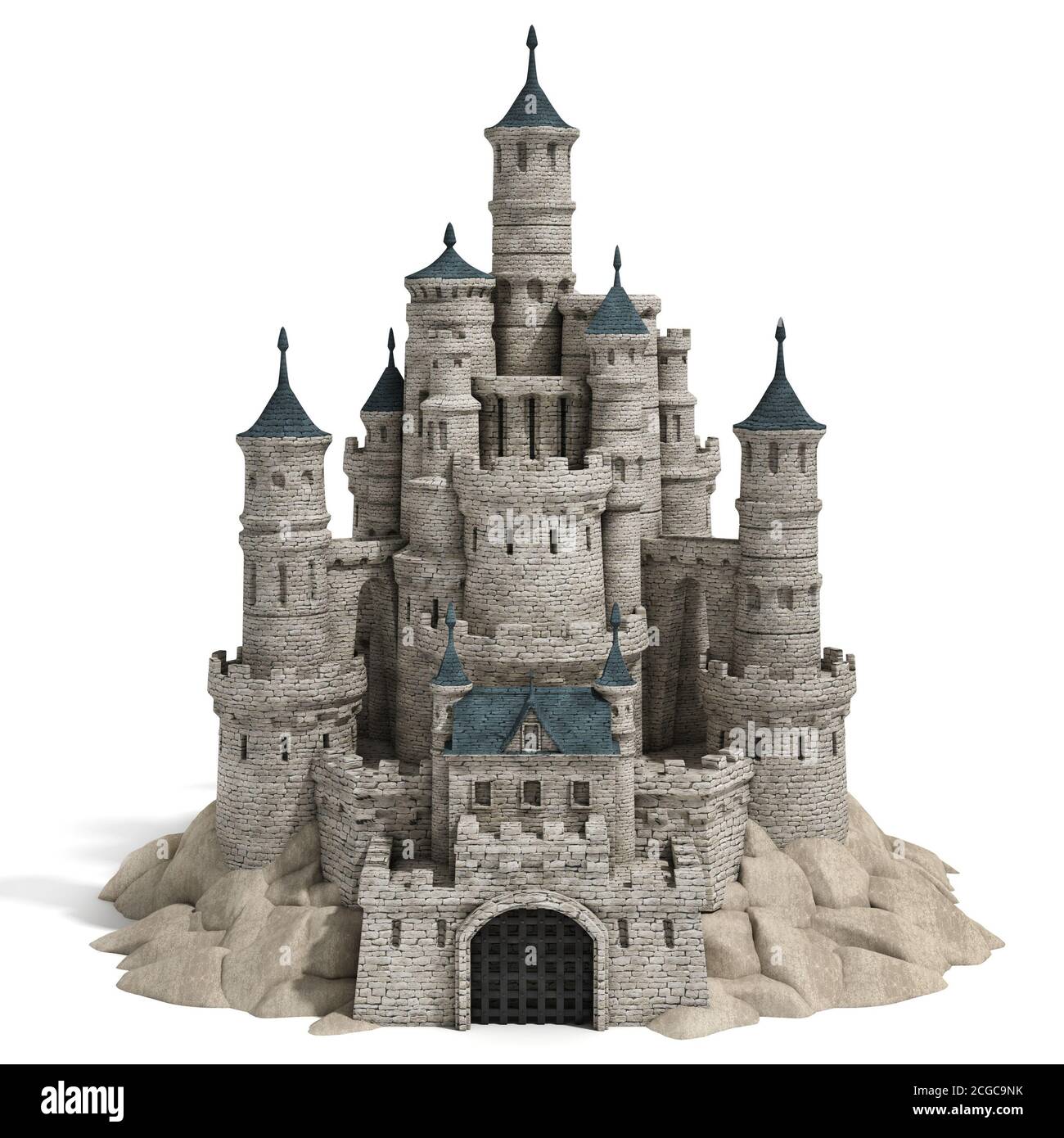 castle on white background 3d illustration Stock Photo - Alamy