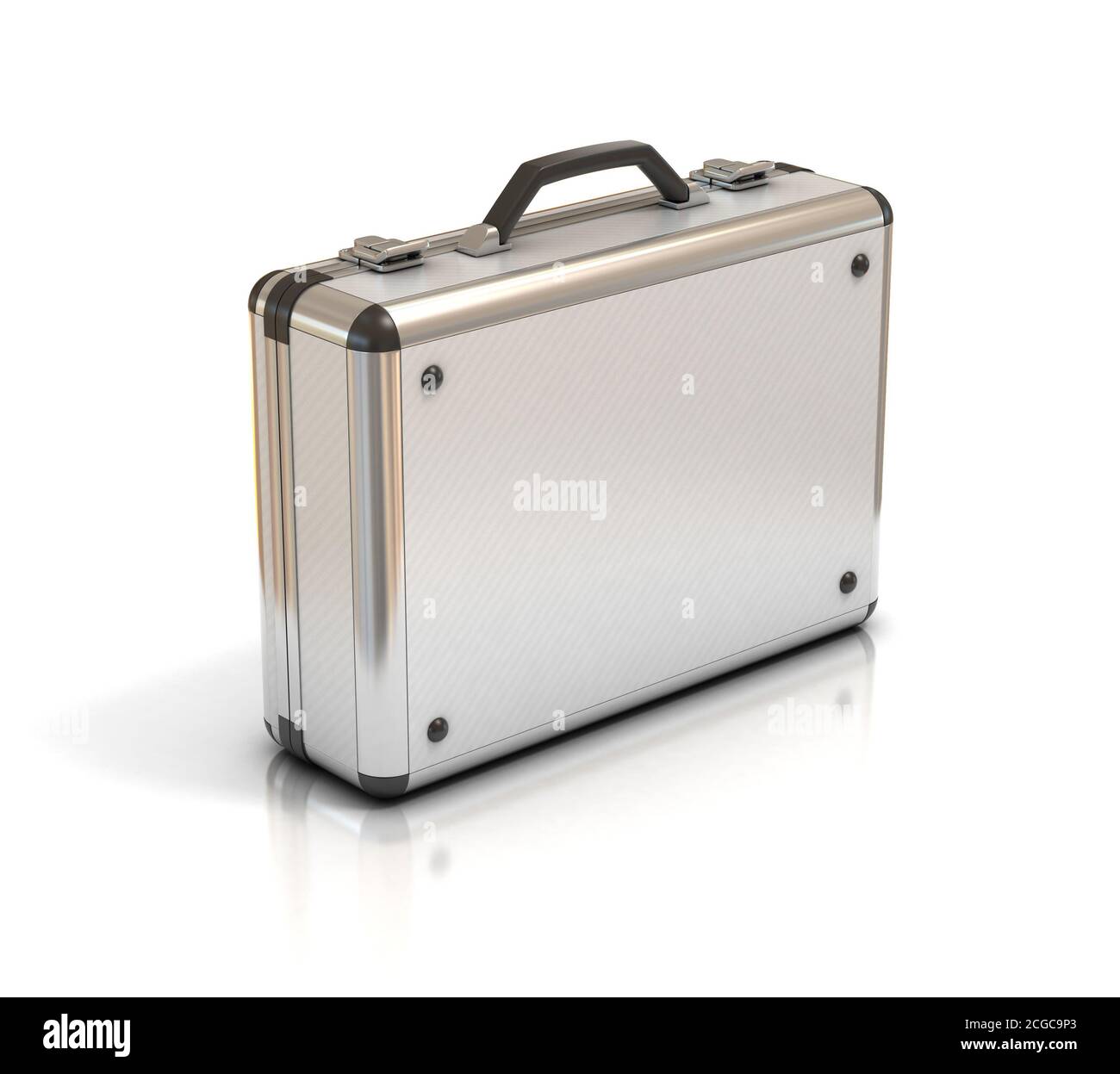 metallic suitcase briefcase isolated on white Stock Photo - Alamy