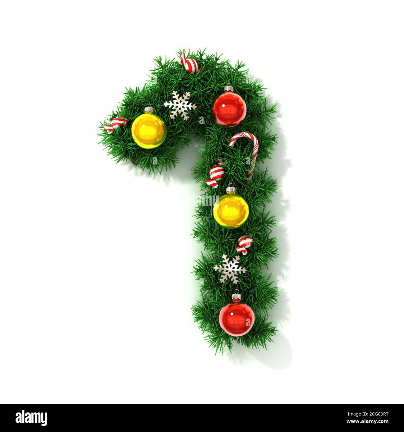 Christmas font isolated on white 3d rendering, number 1 Stock Photo - Alamy