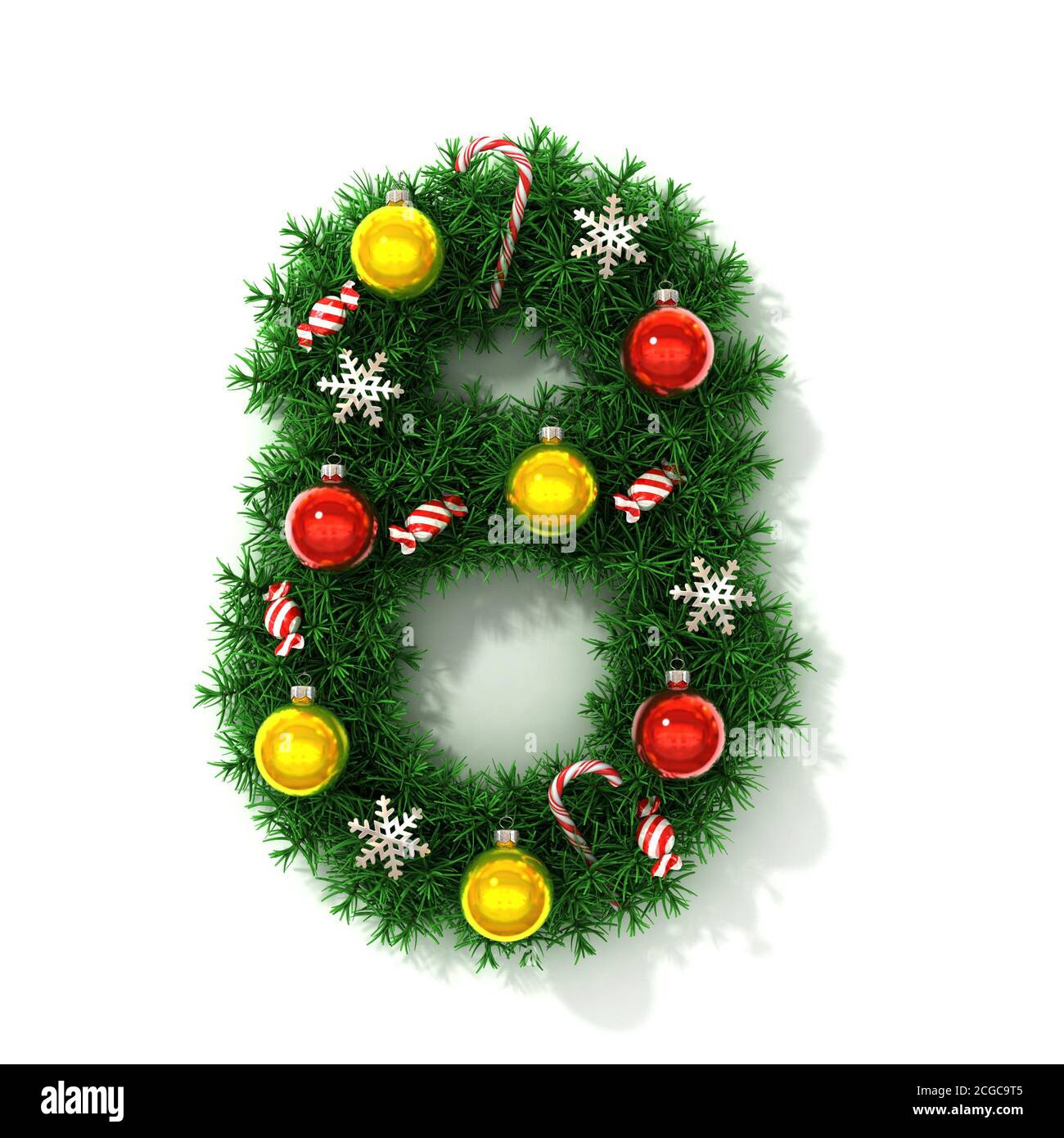 Christmas font isolated on white 3d rendering, number 8 Stock Photo - Alamy