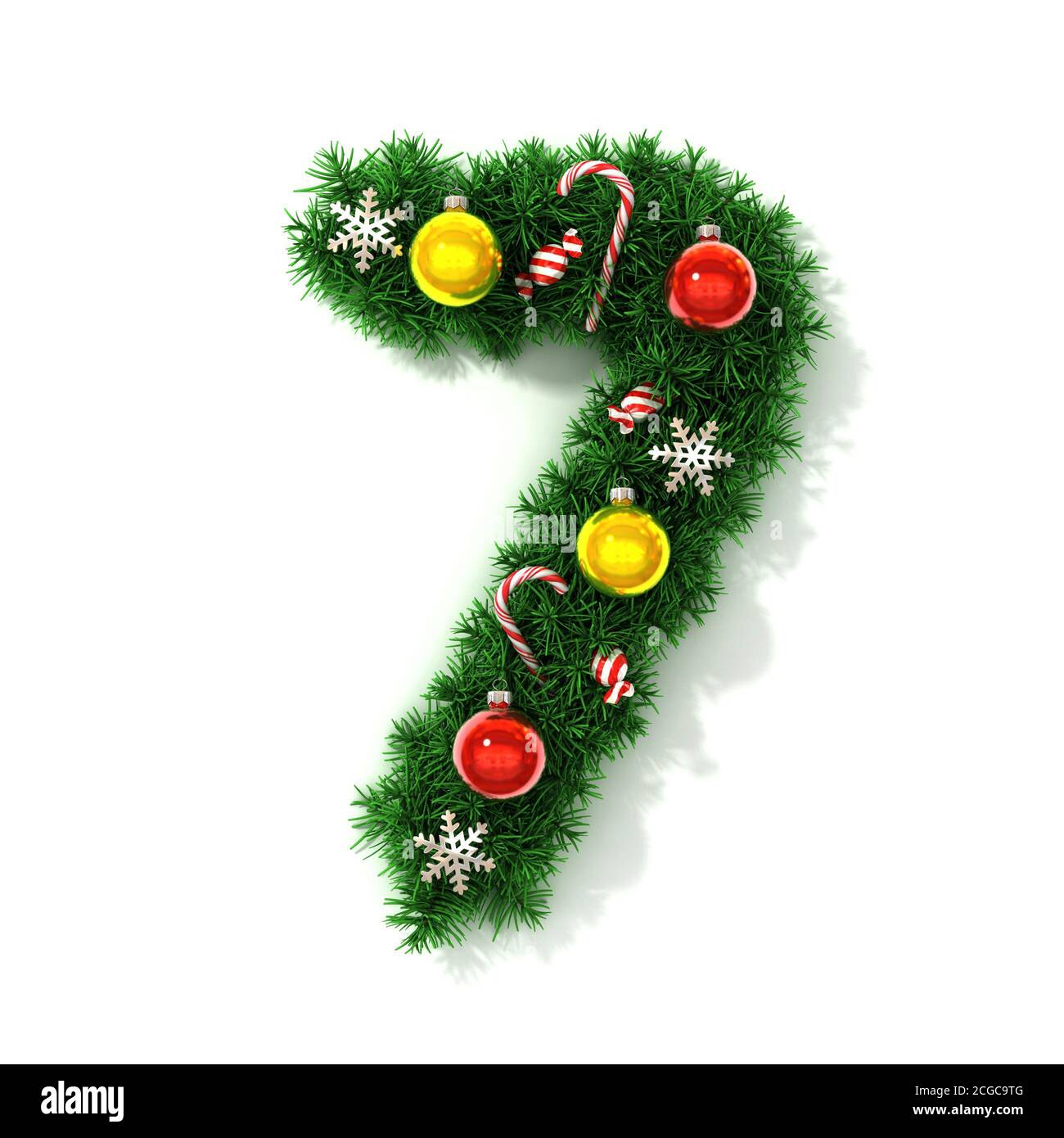 Christmas font isolated on white 3d rendering, number 7 Stock Photo - Alamy
