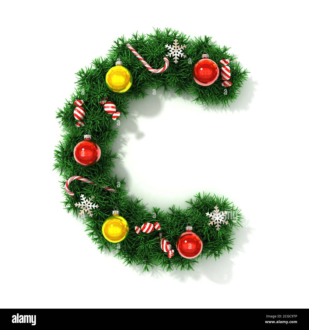 Christmas font isolated on white 3d rendering, letter C Stock Photo - Alamy