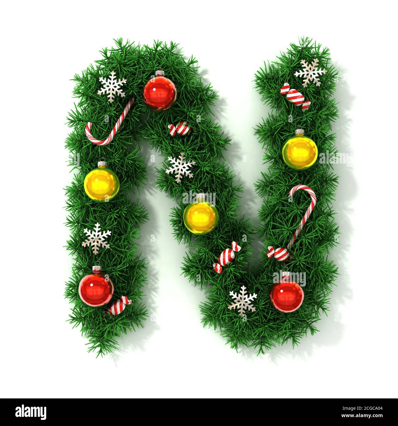 Christmas font isolated on white 3d rendering, letter N Stock Photo - Alamy