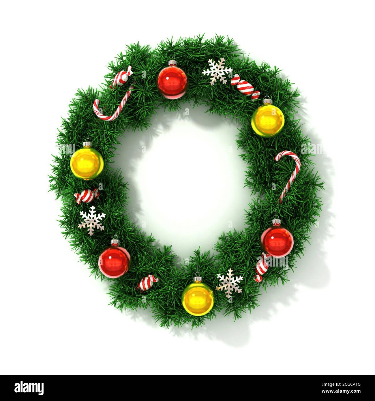 Christmas font isolated on white 3d rendering, letter O Stock Photo - Alamy