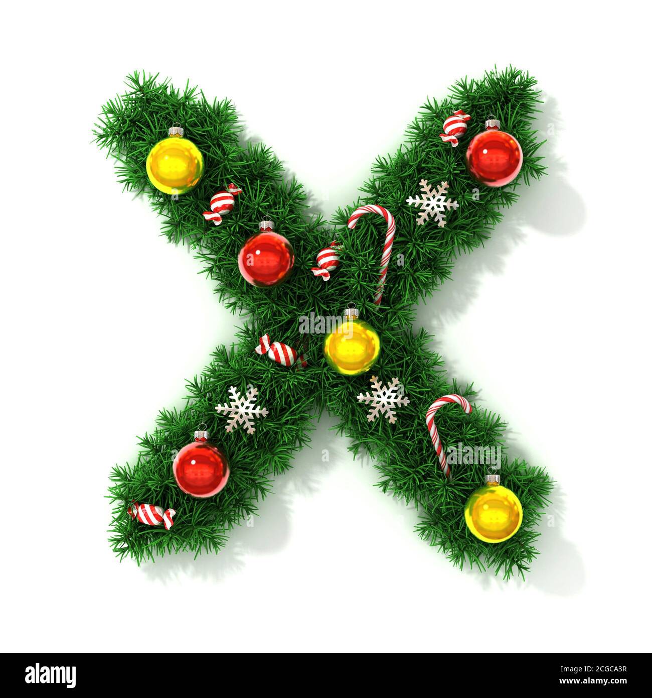 Christmas font isolated on white 3d rendering, letter X Stock Photo - Alamy