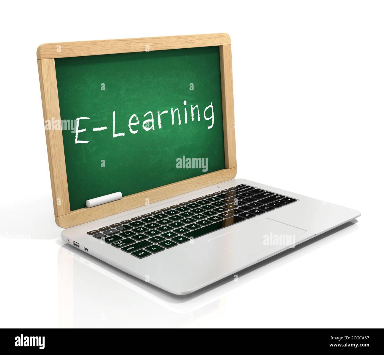e learning 3d concept - laptop with blackboard Stock Photo - Alamy