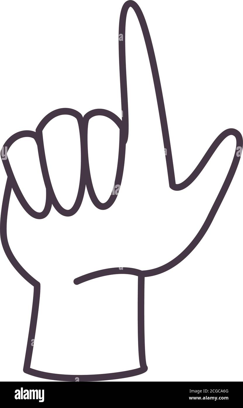 l hand sign language line style icon design of People help finger ...