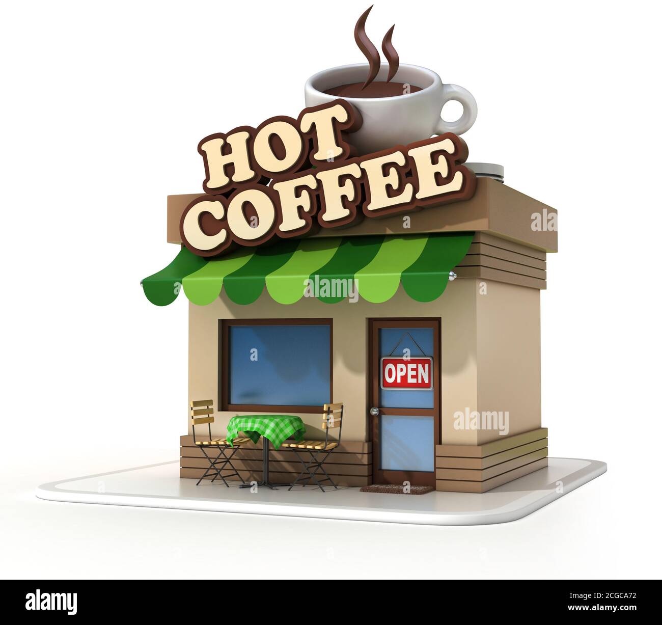 Hot coffee shop 3d rendering Stock Photo - Alamy