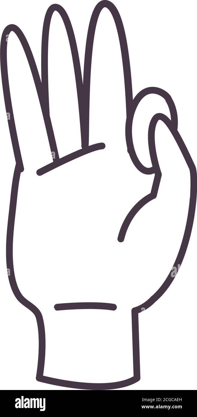 nine hand sign language line style icon design of People help finger ...