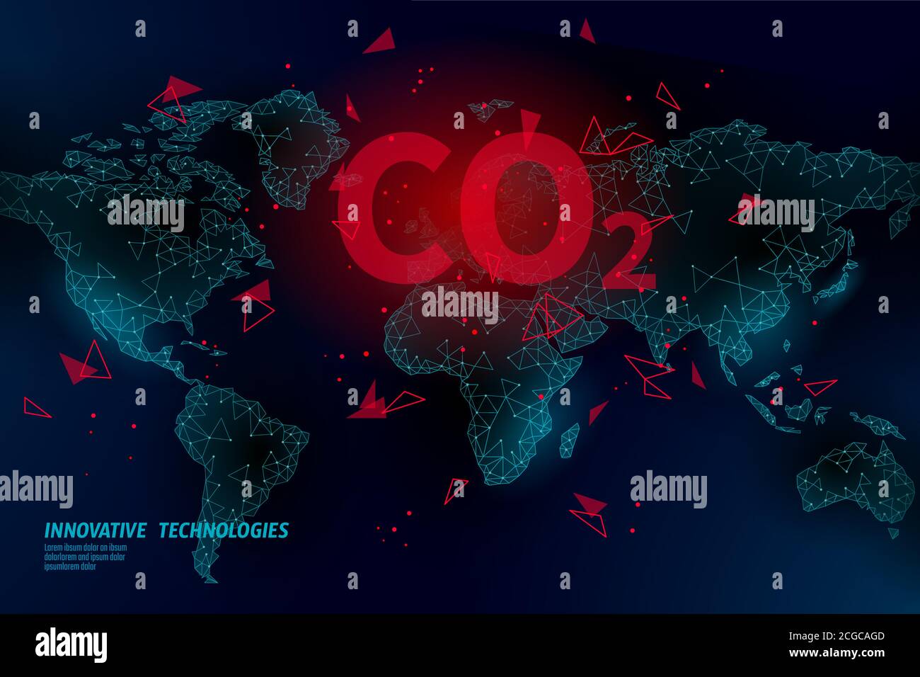 Carbon dioxide on map CO2 ecology problem eco concept. Renewable ...