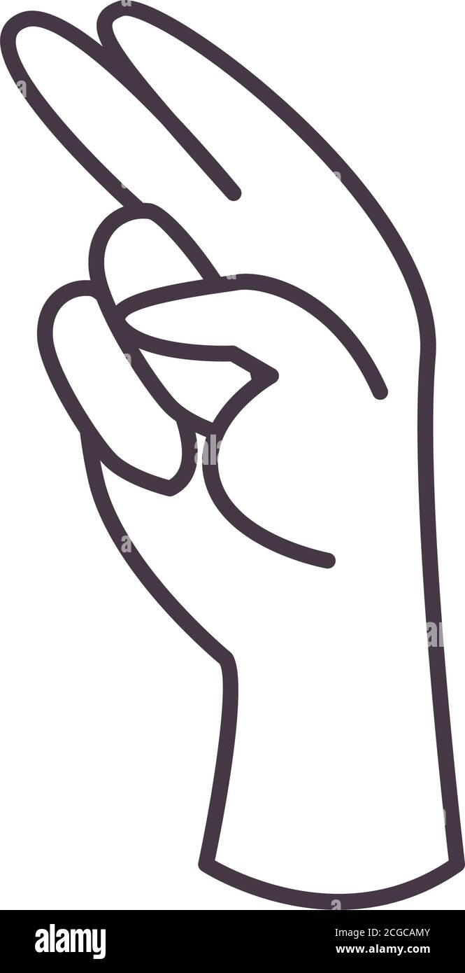 h hand sign language line style icon design of People help finger ...