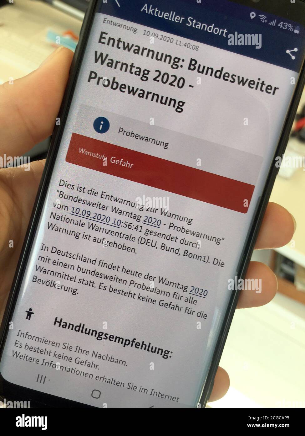 10 September 2020, Berlin: The display of a smartphone shows the all ...