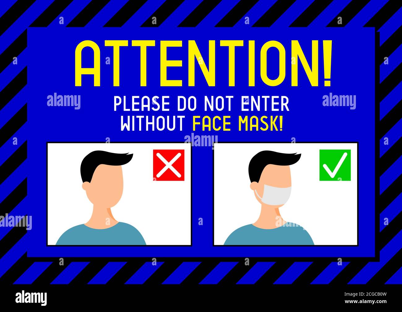 Face mask required - Covid-19, SARS-CoV-2 virus - vector illustration ...