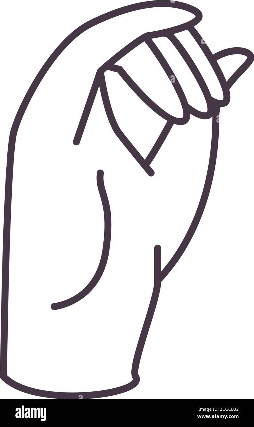 o hand sign language line style icon design of People help finger ...