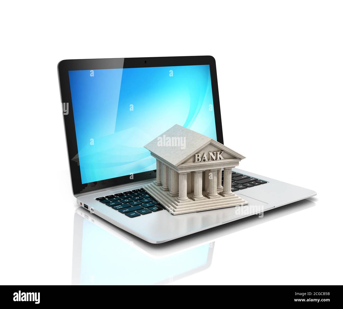 e-banking, e banking, laptop with bank 3d icon Stock Photo - Alamy