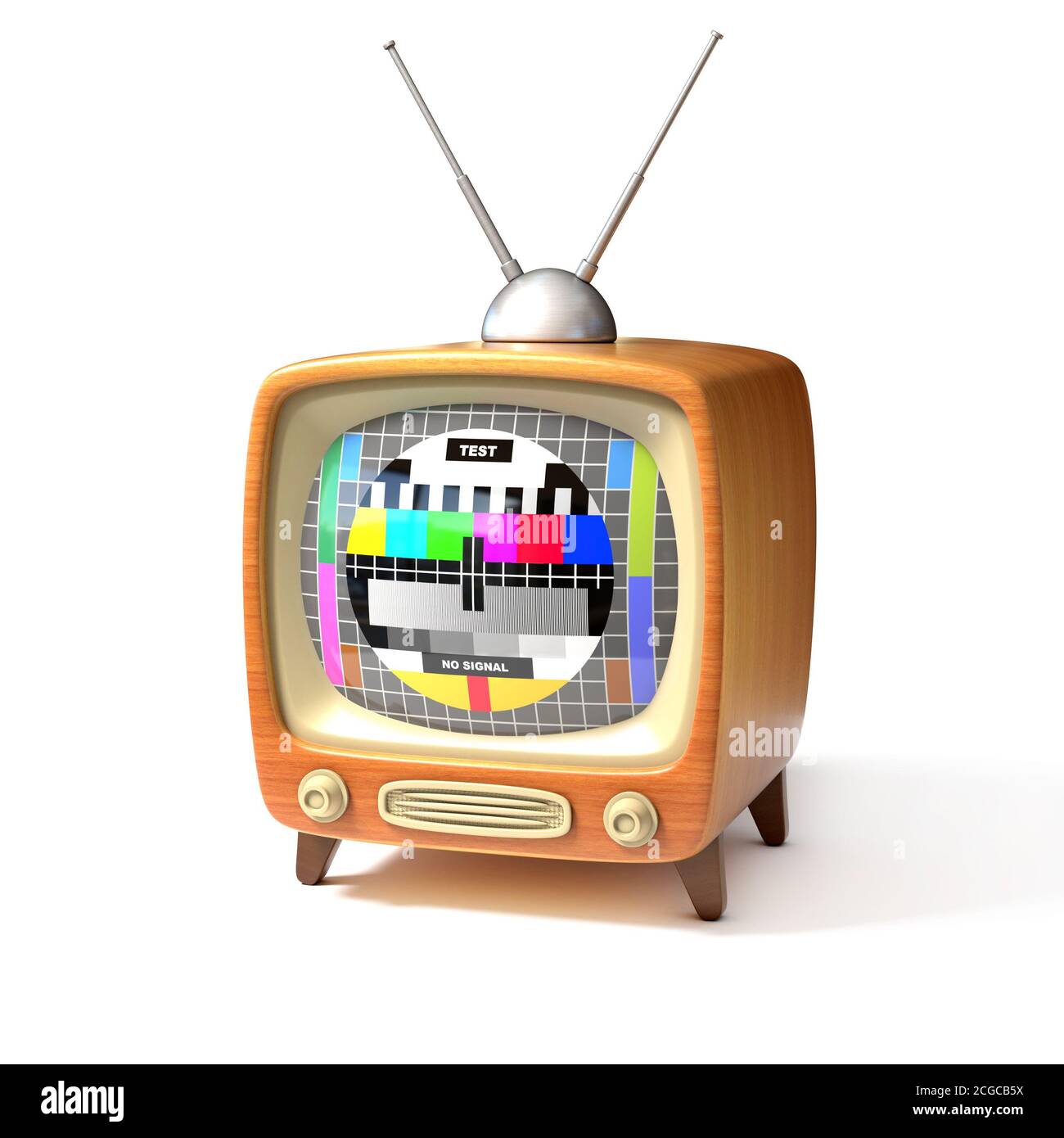 retro tv with test screen 3d illustration Stock Photo - Alamy