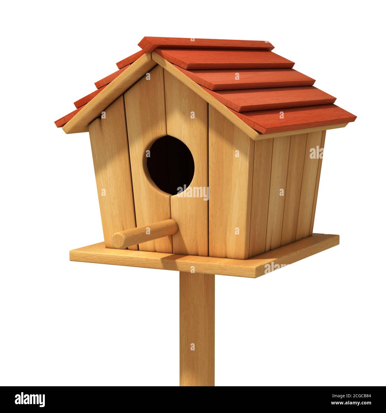 Wooden bird house 3d illustration Stock Photo - Alamy