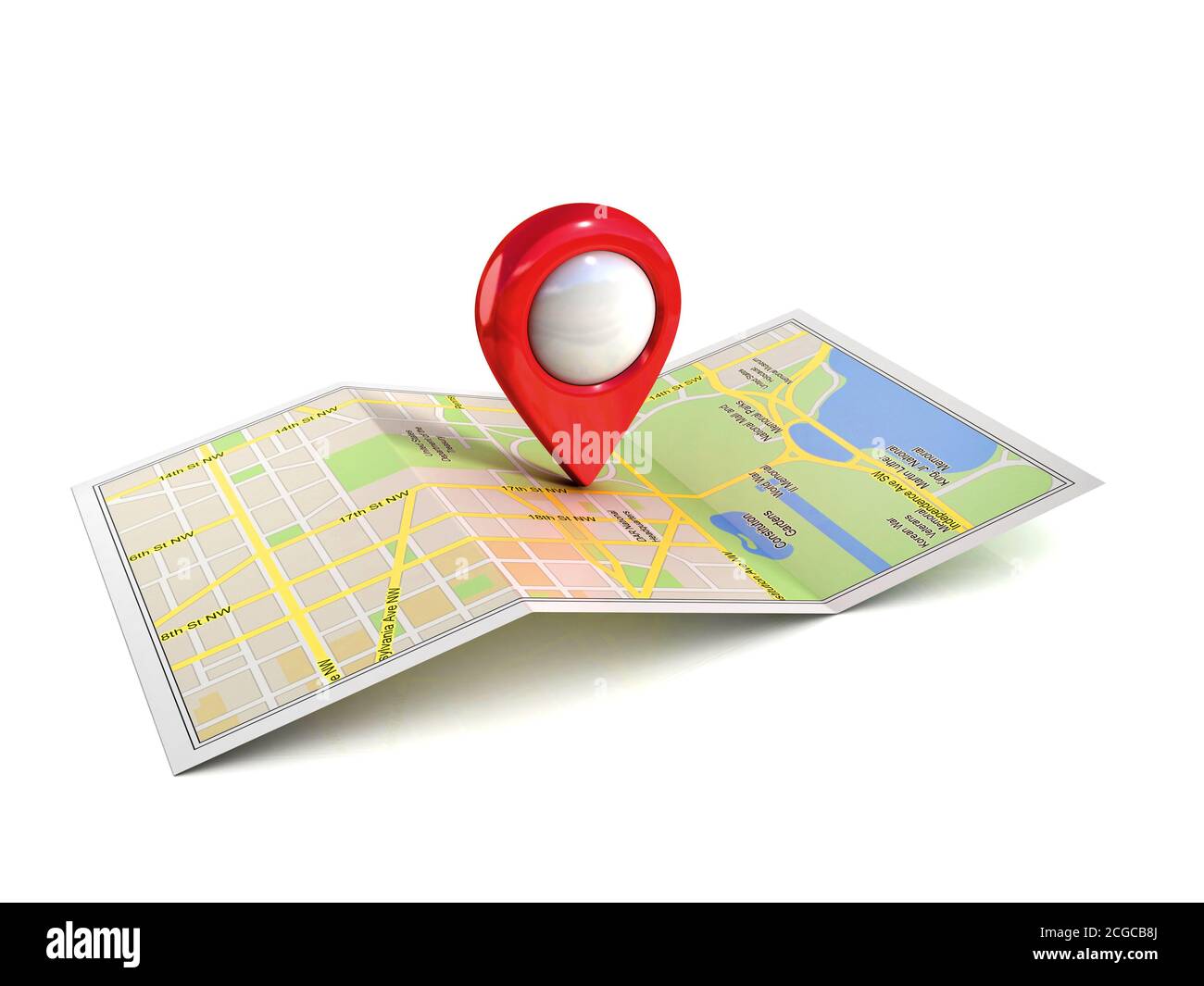 city map with pointer 3d illustration Stock Photo - Alamy