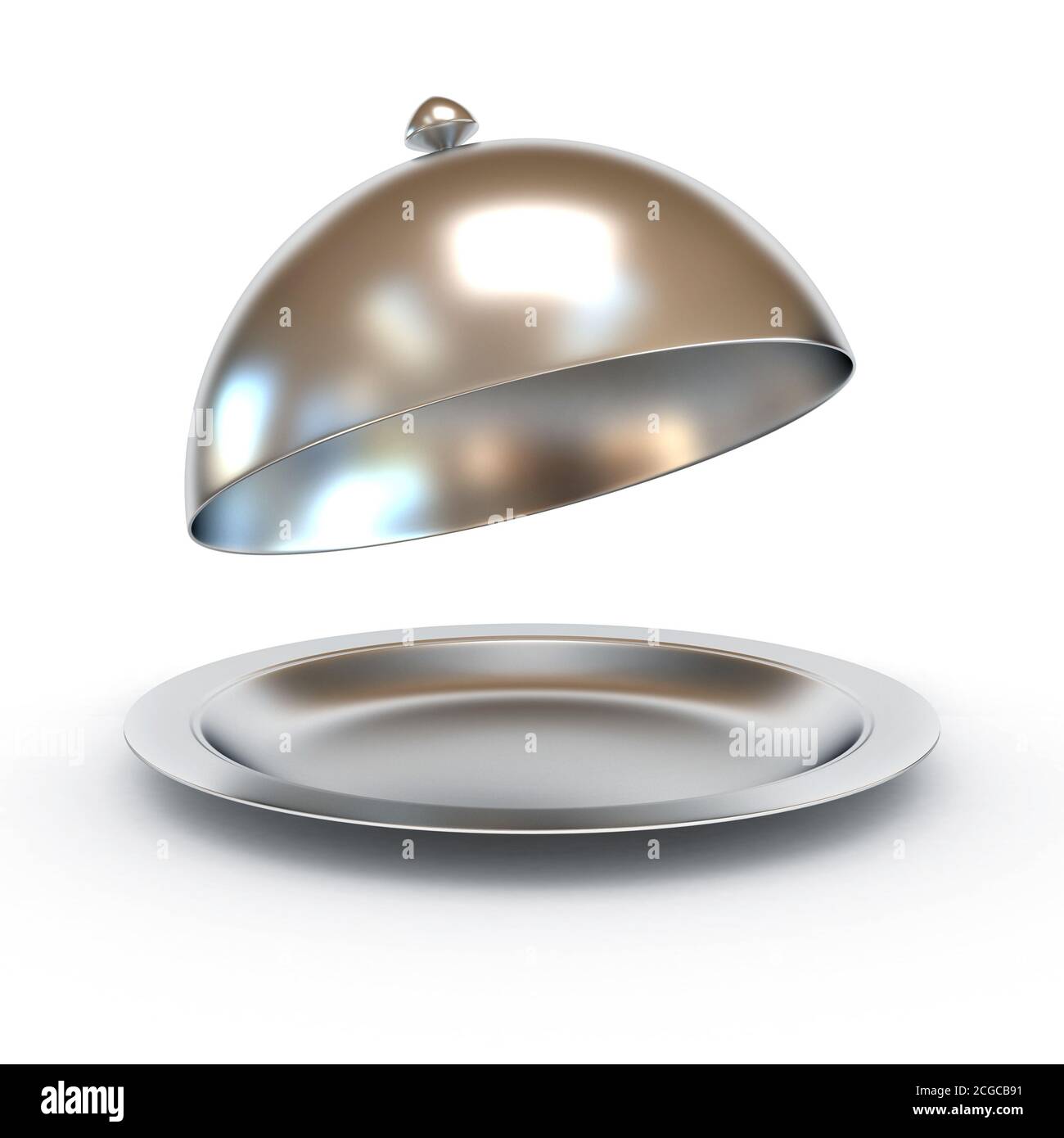 Open restaurant cloche on white background 3d illustration Stock Photo ...