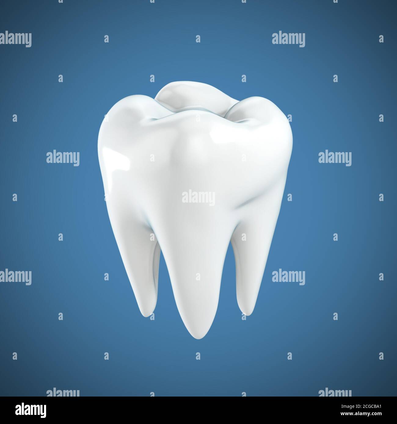 tooth on blue background 3d illustration Stock Photo - Alamy