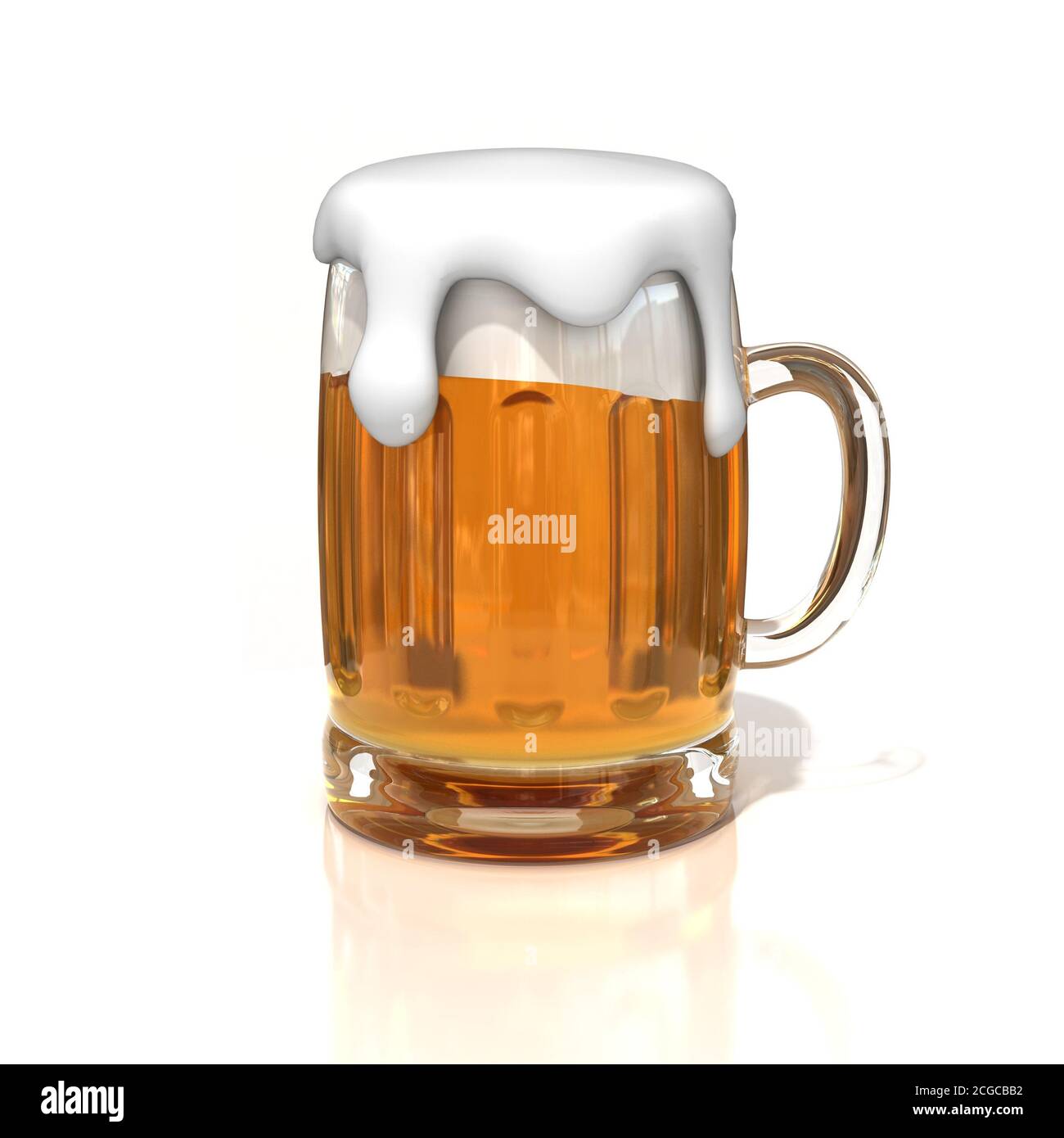 beer glass on white background 3d illustration Stock Photo - Alamy