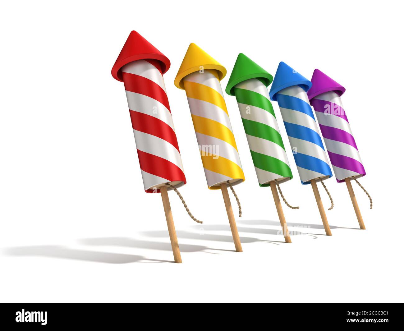 colorful rocket fireworks isolated on white background Stock Photo - Alamy