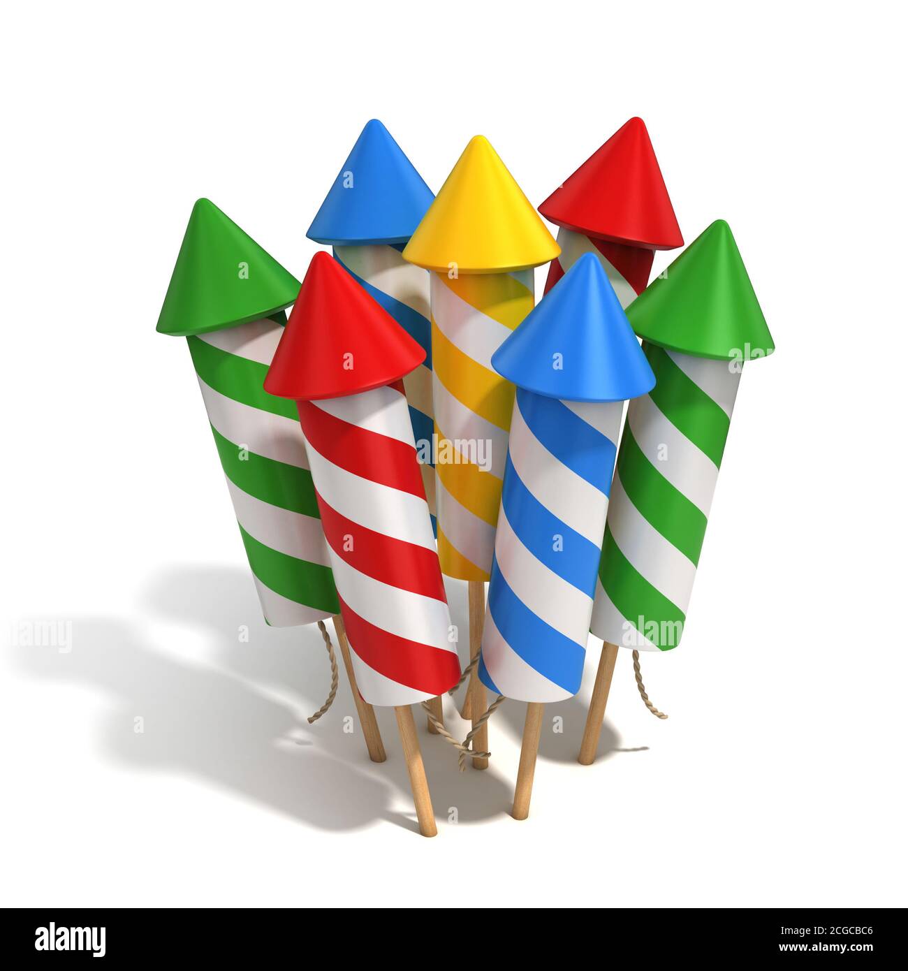 colorful rocket fireworks isolated on white background Stock Photo - Alamy