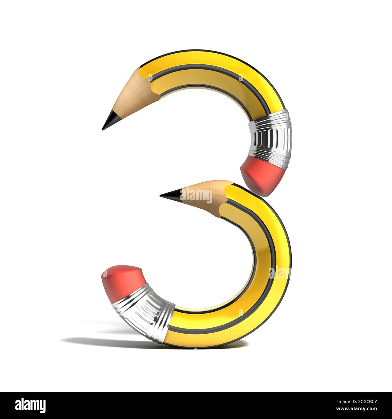 pencil 3d font number 3 Stock Photo - Alamy