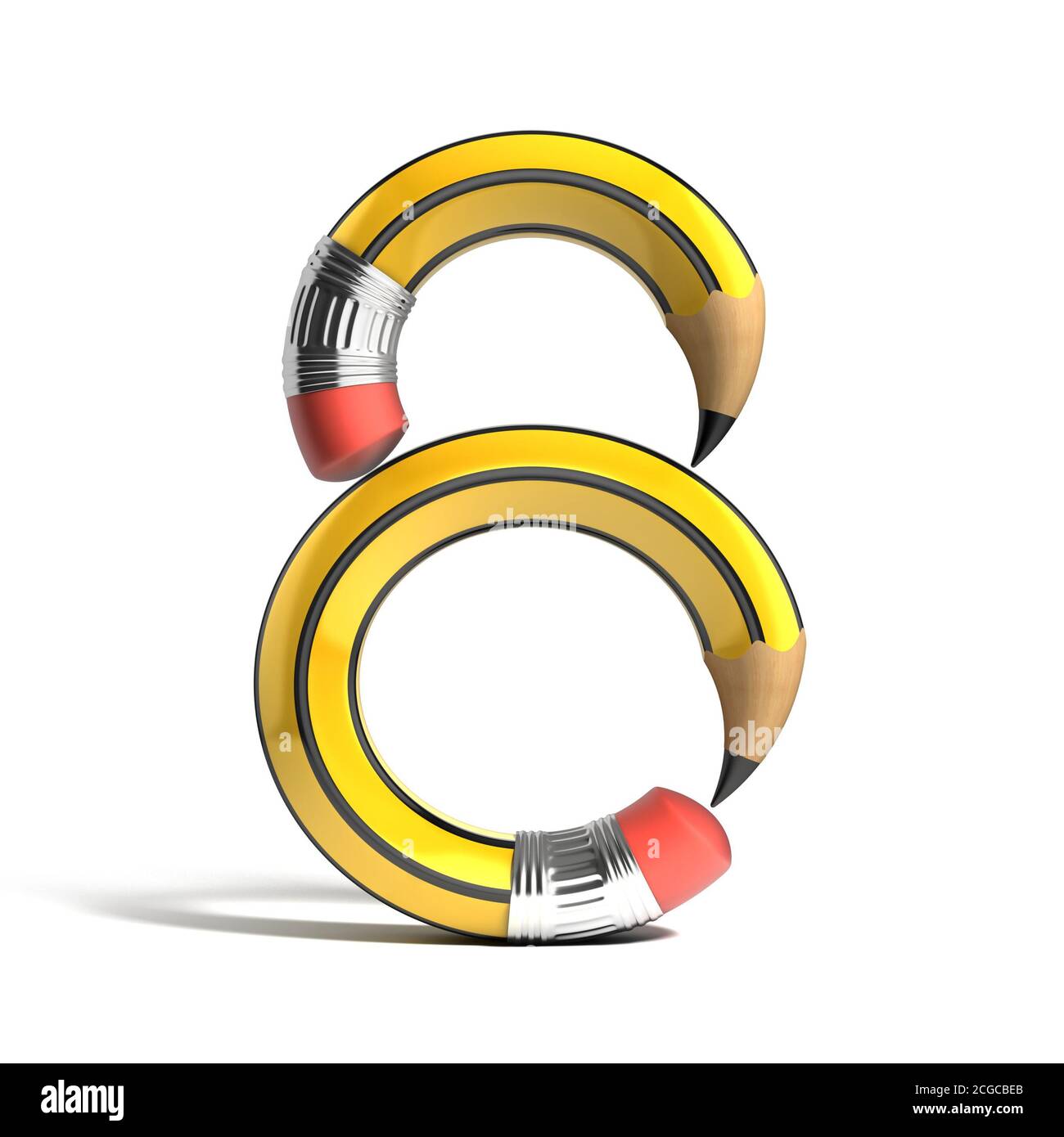 pencil 3d font number 8 Stock Photo - Alamy