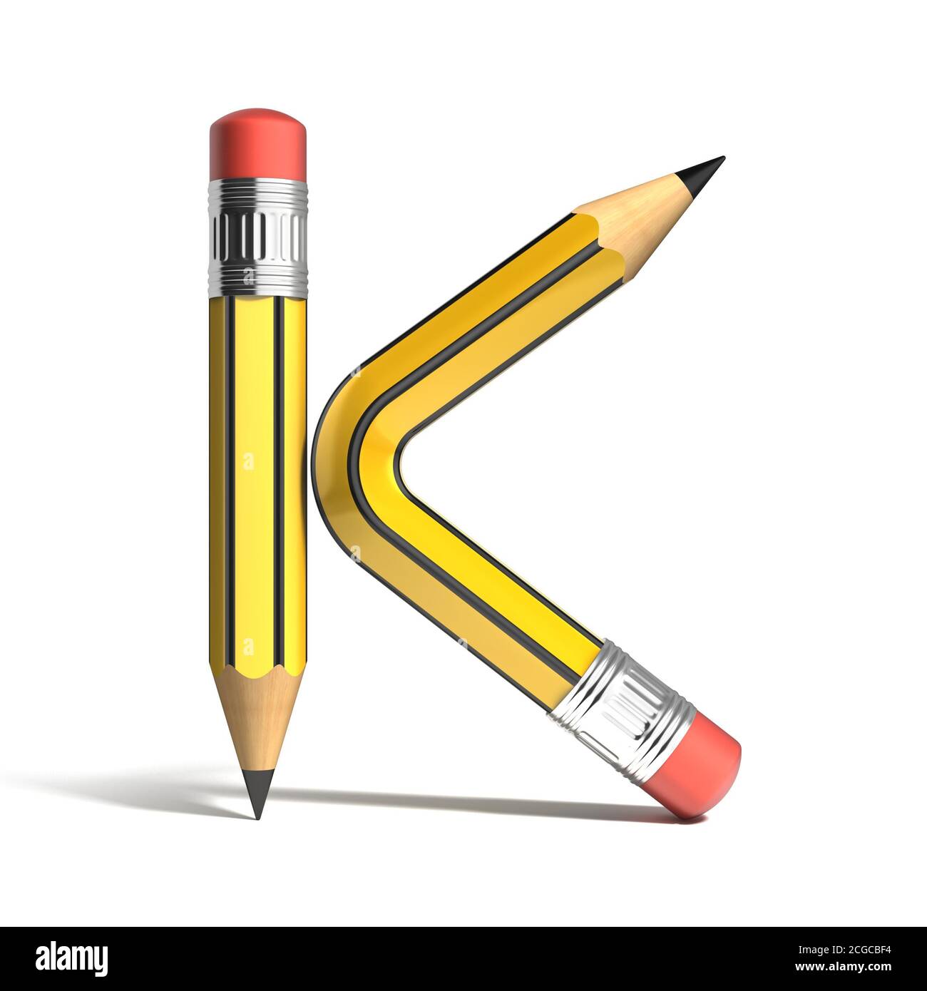 pencil 3d font letter K Stock Photo - Alamy